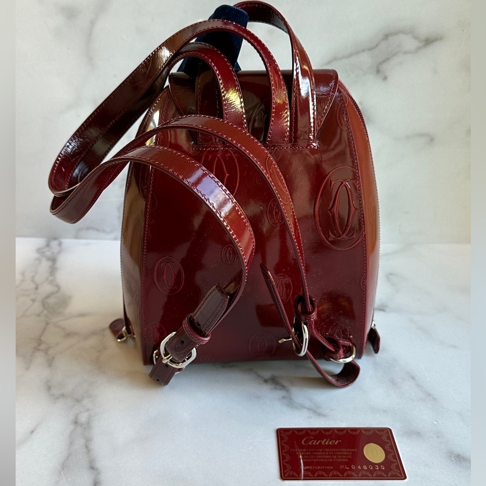 Cartier Red Happy Birthday Patent Leather Backpack Da… - Gem